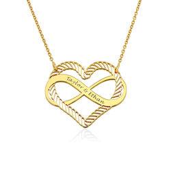 Engraved Heart Infinity Necklace in Gold Plating - Theo Grace