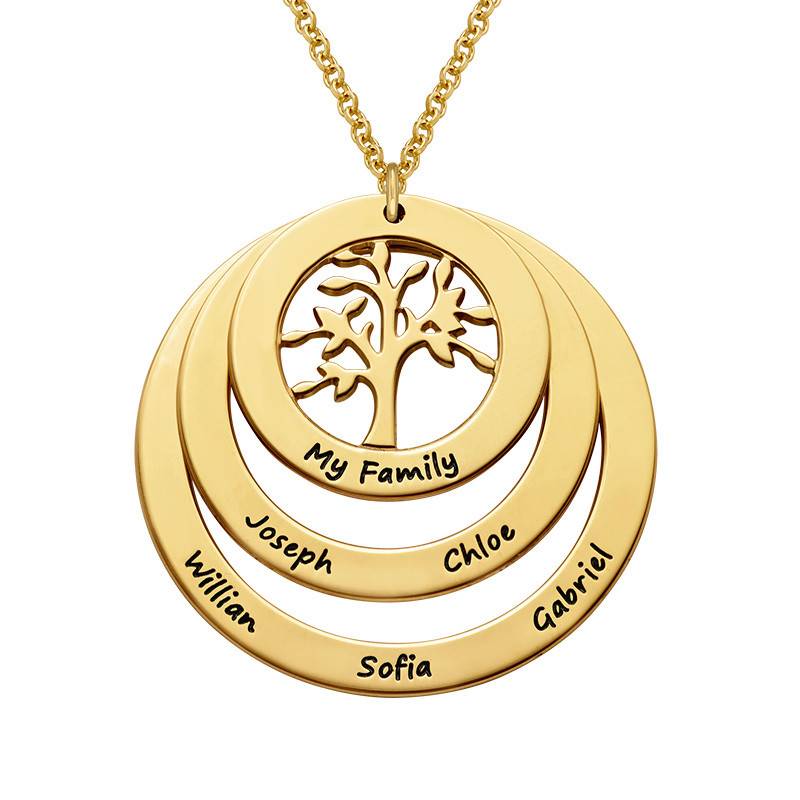Family Circle Necklace with Hanging Family Tree in Gold Plating - Theo ...