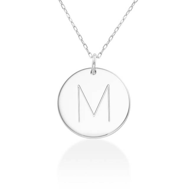 Initial Disc Necklace in 10ct Solid White Gold - Theo Grace (Formerly MYKA)