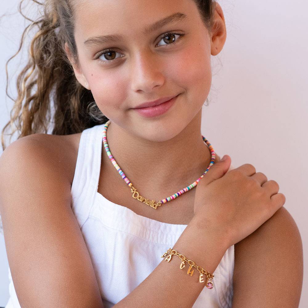 Letter Charm Bracelet for Girls in Gold Plating - Theo Grace