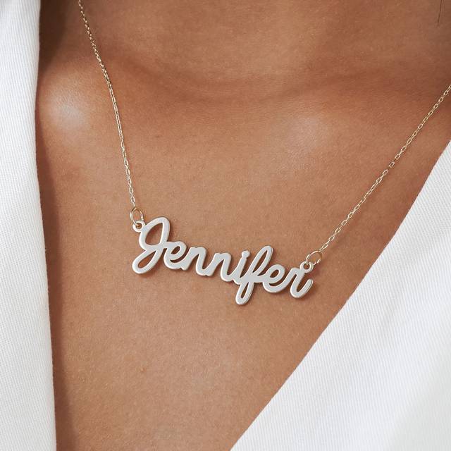 Personalised Cursive Name Necklace in 10ct Solid White Gold - Theo Grace