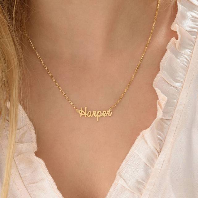 Tiny Cursive Name Necklace in Gold Vermeil - Theo Grace