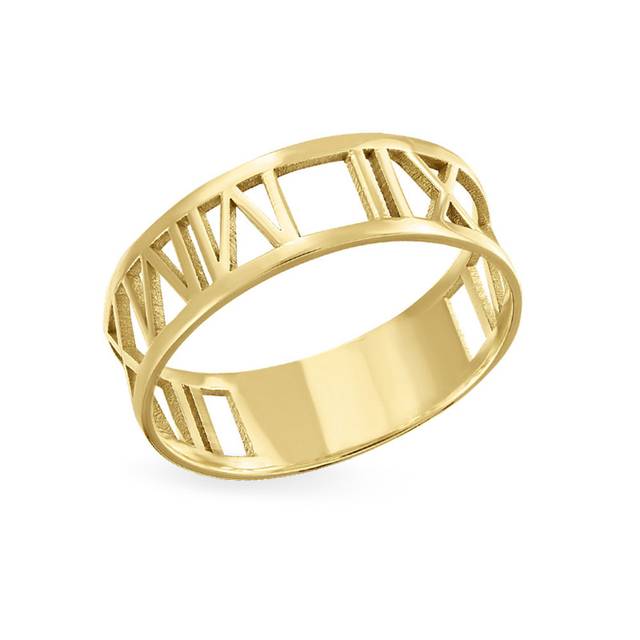 Roman Numeral Ring for Men in 14ct Solid Yellow Gold - Theo Grace