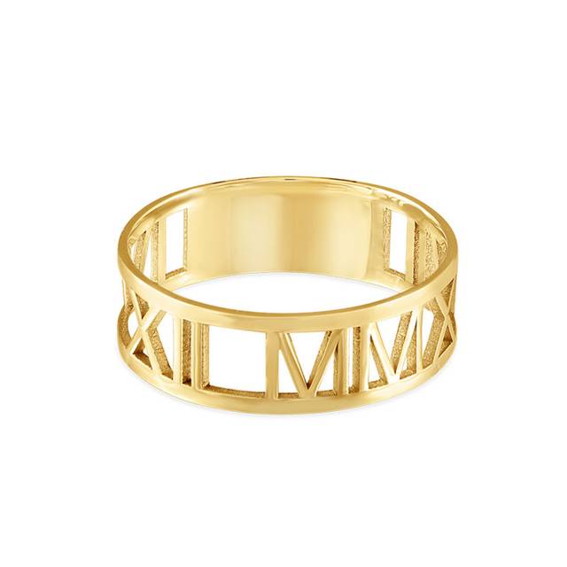 Roman Numeral Ring for Men in 14ct Solid Yellow Gold - Theo Grace