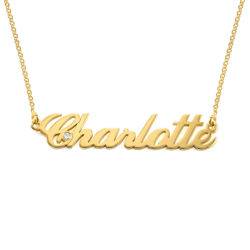 Hollywood Small Name Necklace with 0.02ct Diamond in 18ct Gold Vermeil ...