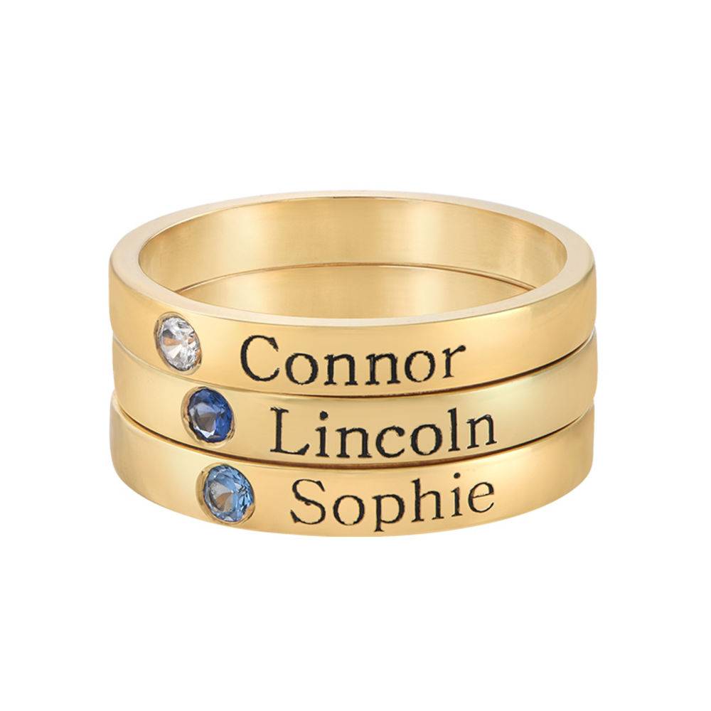 Stackable Birthstone Name Ring in 18ct Gold Vermeil - Theo Grace