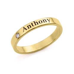 Stackable Diamond Name Ring in Gold Vermeil - Theo Grace
