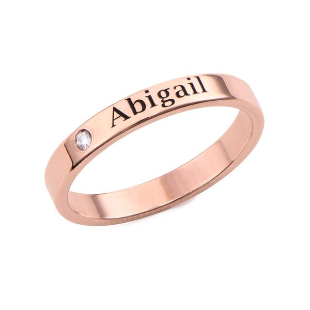 Stackable Diamond Name Ring in 18ct Rose Gold Plating - Theo Grace ...