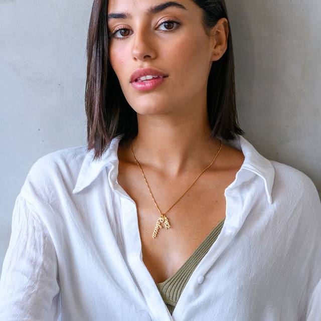 Vertical Cursive Name Necklace in Gold Vermeil - Theo Grace